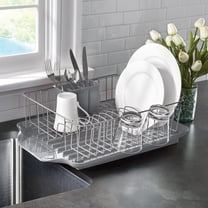 Heavy Duty 2-Piece Plastic Dish Drying Rack Set in White - Includes ...