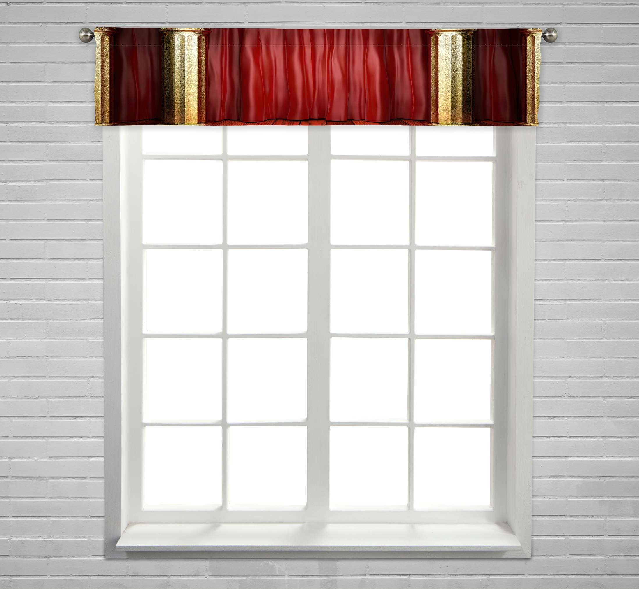 ECZJNT red fabric curtain on golden stage Window Curtain Valance Rod ...