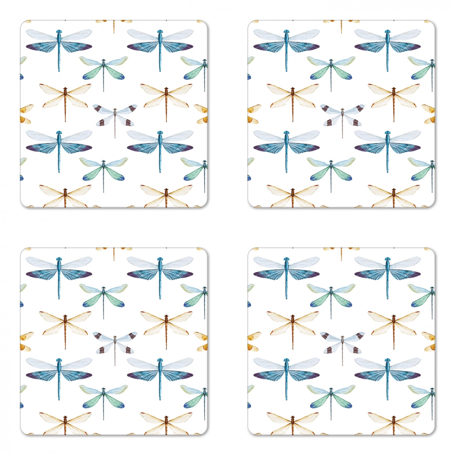Dragonfly Coaster Set of 4, Group of Regularly Dragonfly Pattern Short ...