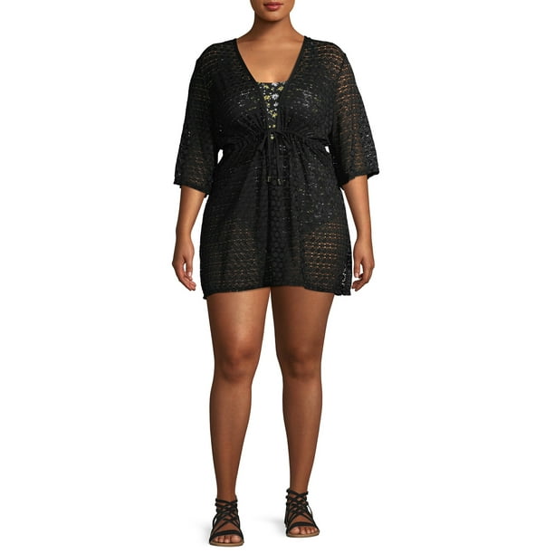 Time and Tru - Time and Tru Women's Plus Size Solid Crochet Swimsuit ...
