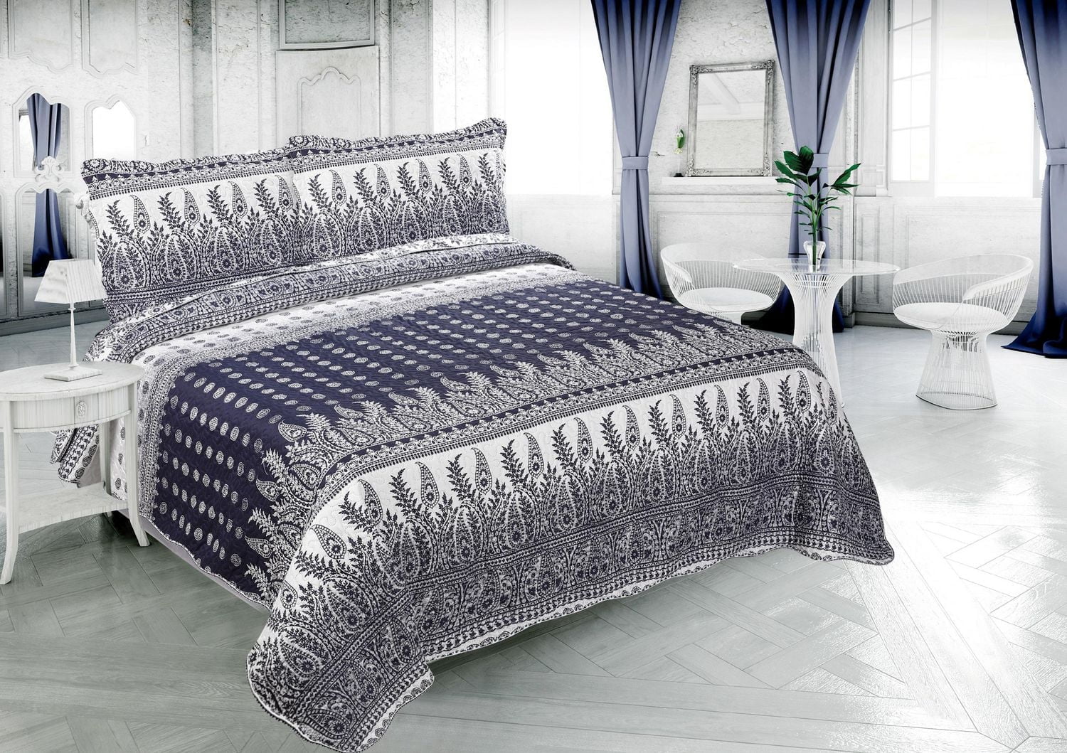 Marina Decoration Rich Printed Embossed Pinsonic Coverlet Bedspread ...