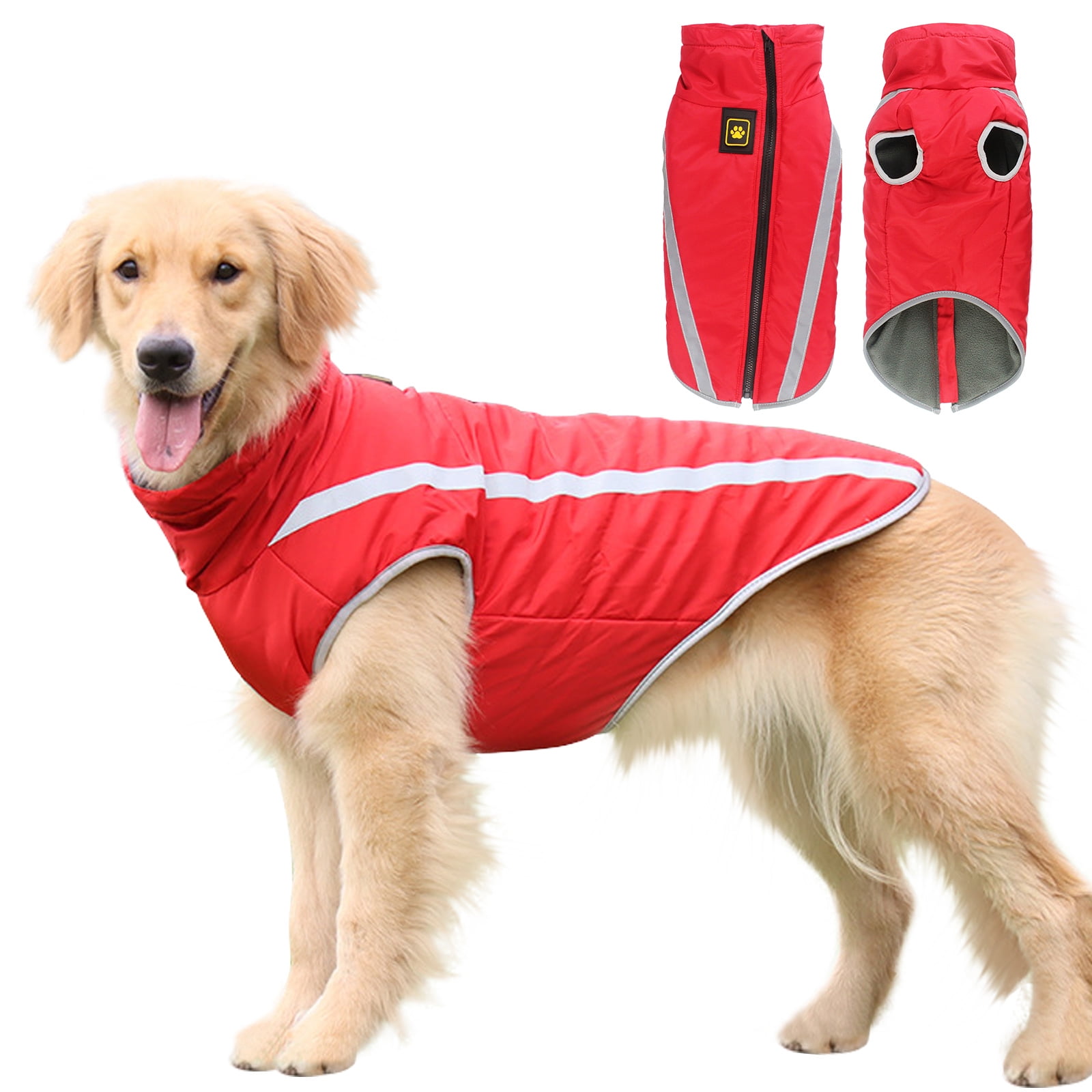 Queenmore Padded Vest Dog Jacket Windproof & Snowproof Pet Fleece Lined Warm Coats Reflective ...