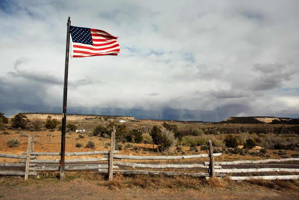 American Flag Flying In Rural Landscape Photo Photograph Patriotic ...