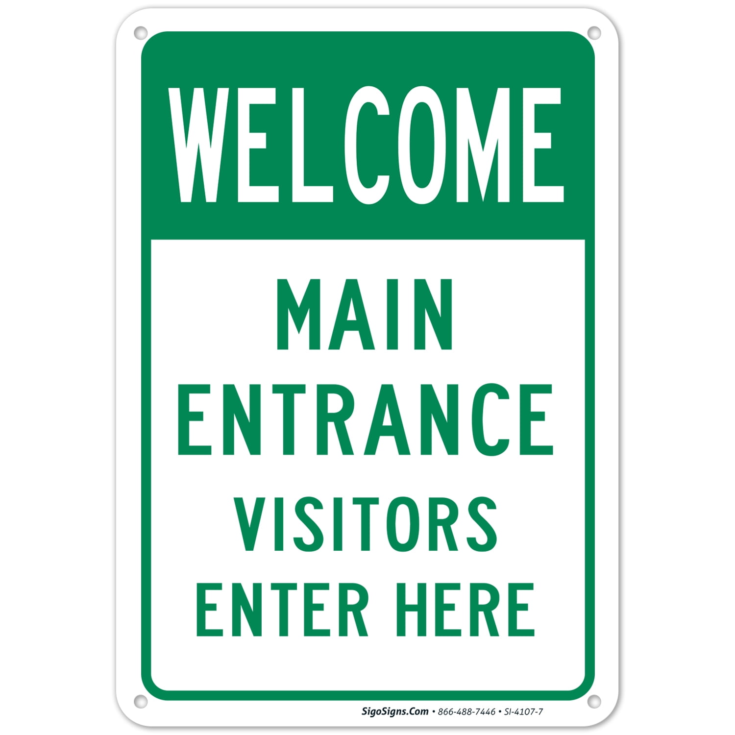 Main Entrance Visitors Welcome Sign, 10x7 Aluminum - Walmart.com