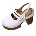 YLYL Women's Platforms Sandals Chunky High Heel Closed Round Toe Dressy ...