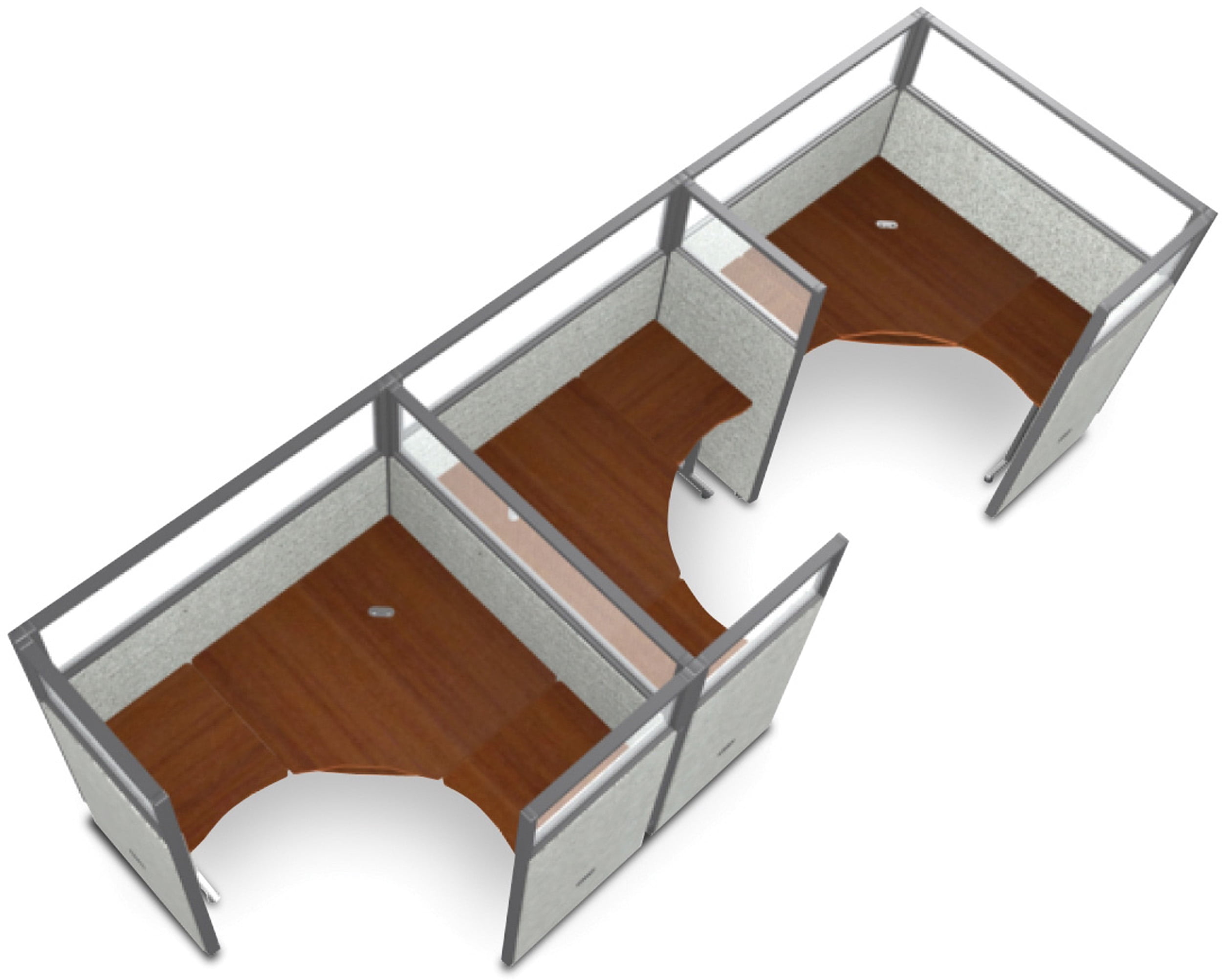 1x3 WrkSta 63"H/60"W/Poly/GrayV/Cherry - Walmart.com