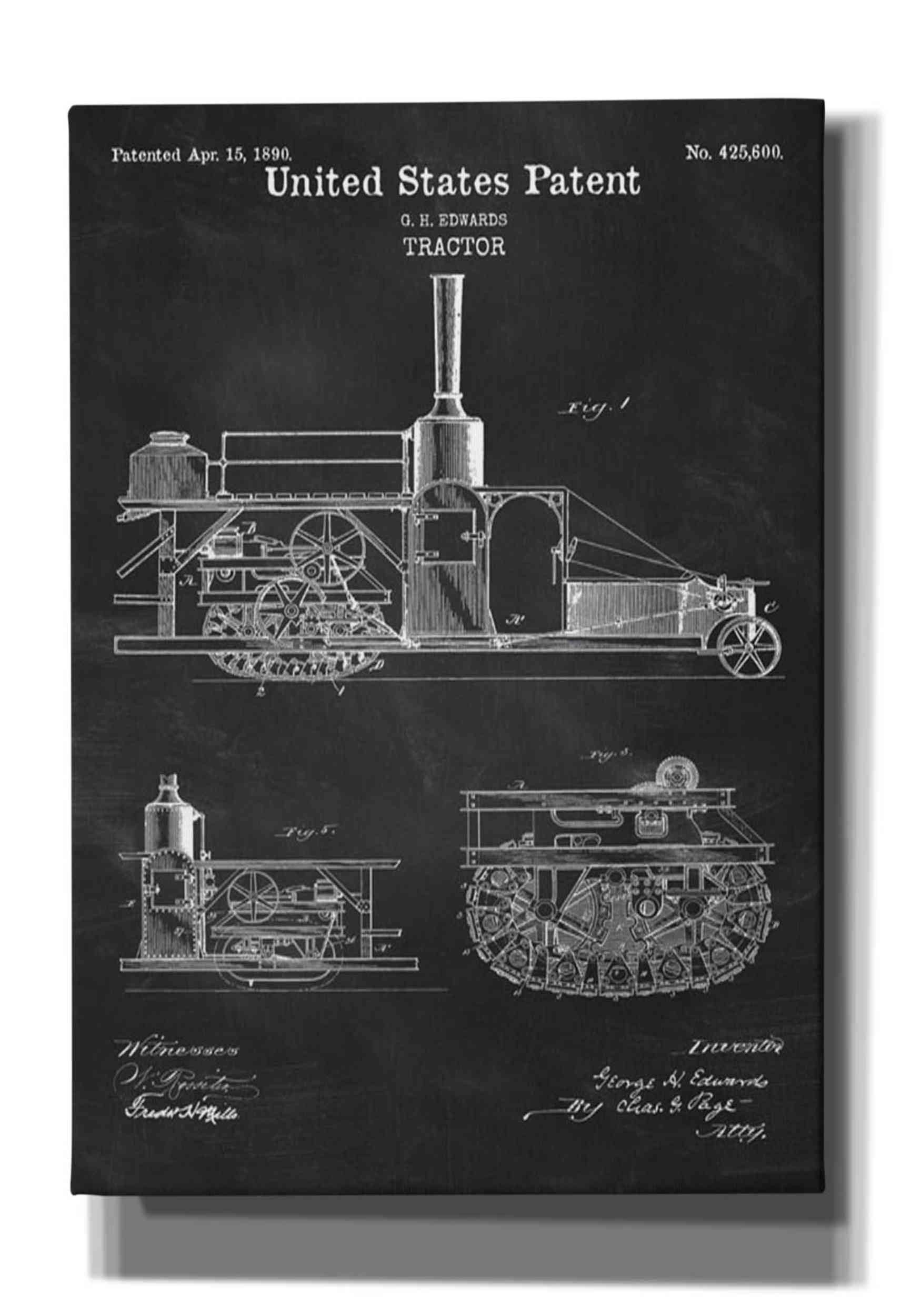 Epic Graffiti "Tractor Blueprint Patent Chalkboard" Giclee Canvas Wall ...
