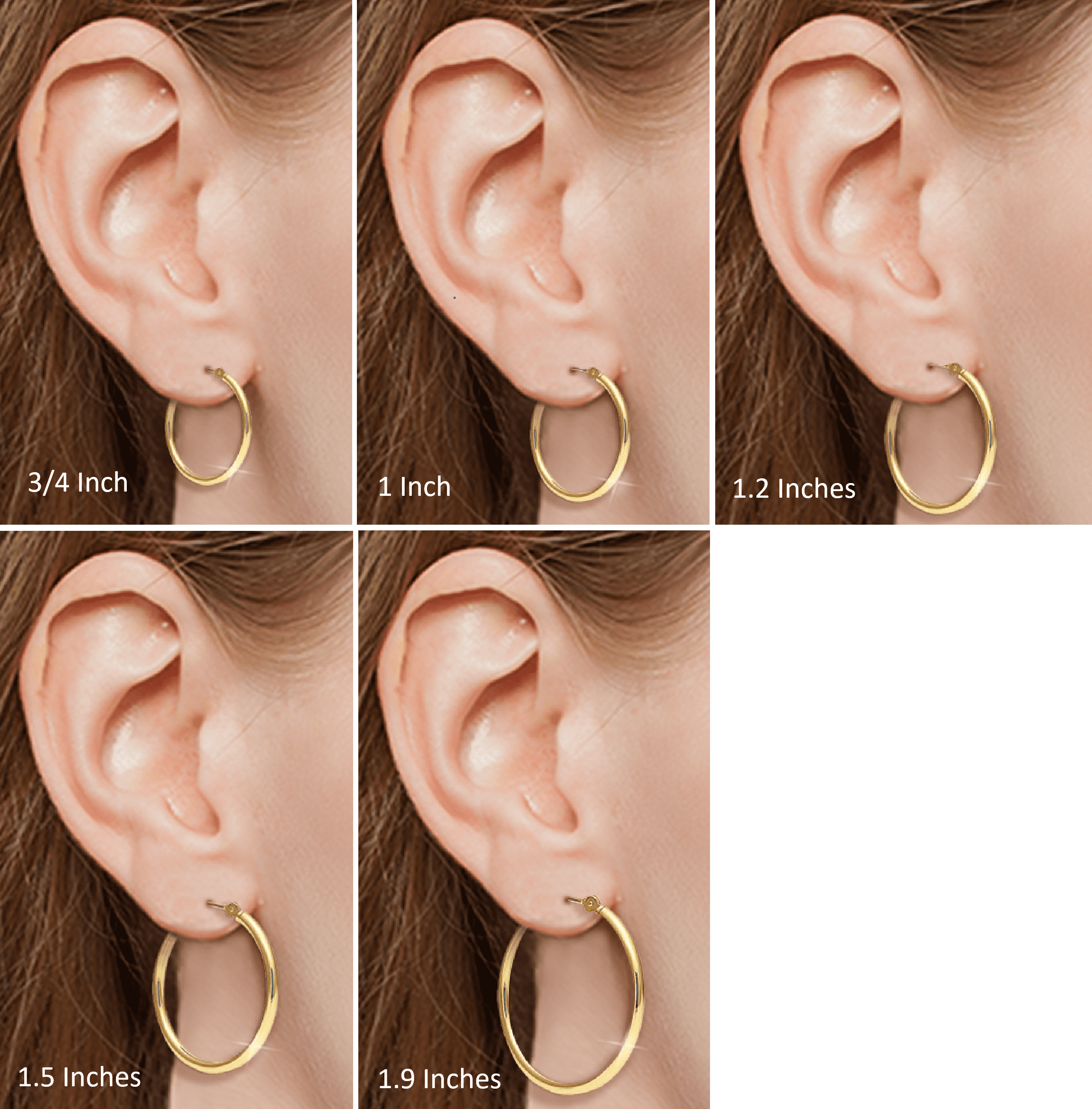 14k White Gold 3 4 inch Round Hoop Earrings