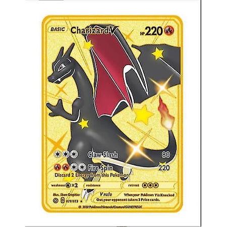 Charizard Vmax Metal Gold Plated Card, Charizard Vmax Dx Gx Metal Gold ...