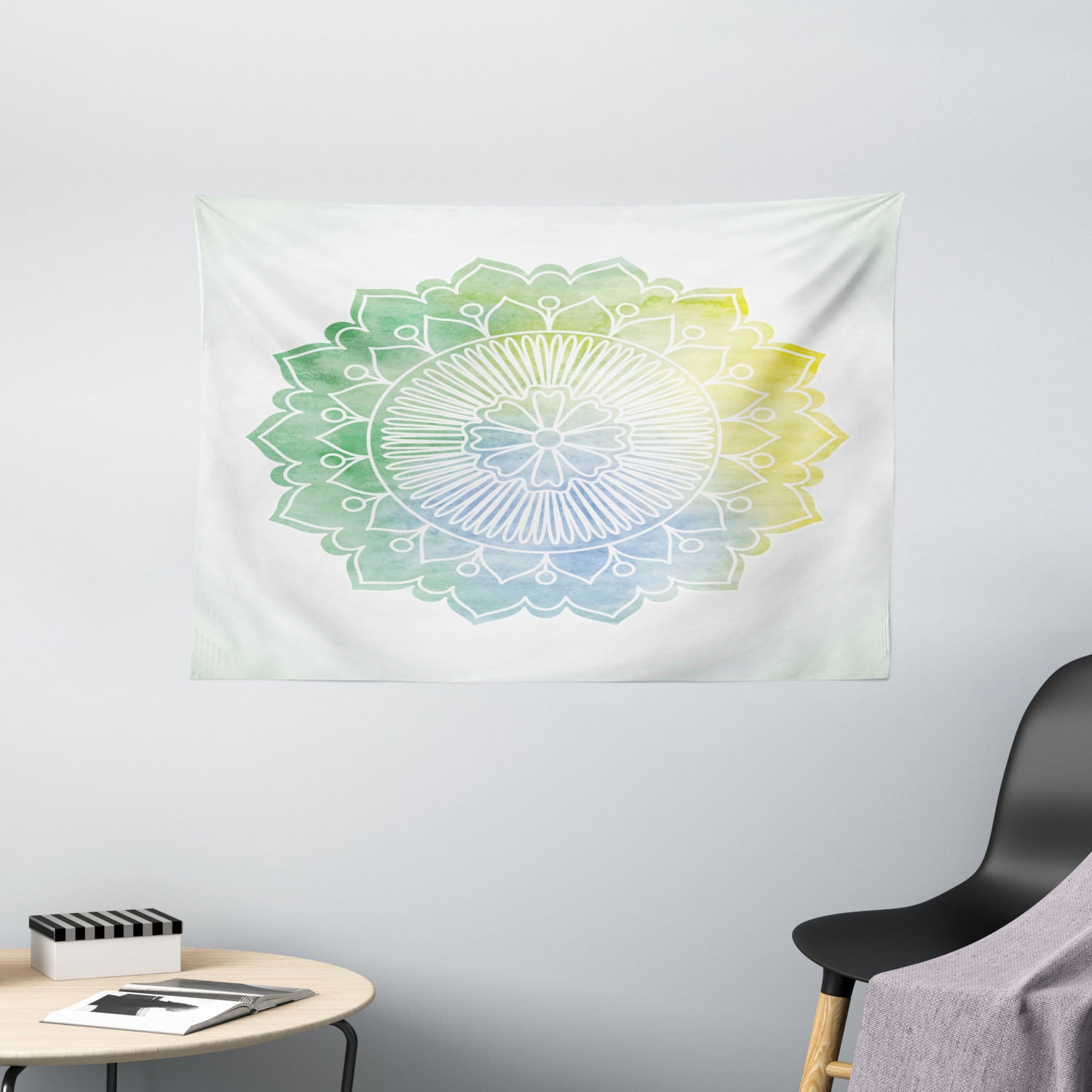 Lotus Tapestry, Boho Ethnic Mandala in Soft Tones Watercolor ...
