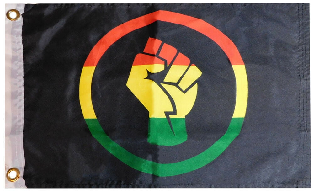 Black Lives Matter Rasta Fist Black 100D 12"x18" Woven Poly Nylon Flag ...