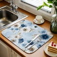 Blue White Floral Dish Drying Mat for Kitchen Counter,Oil Painting ...