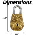 Solid Brass Owl Padlock with 2 Keys, Beautiful Fully Functional Lock ...