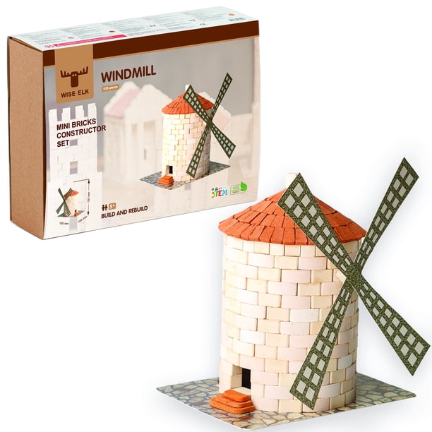Mini bricks construction set Windmill 430 pcs. Glue included. White ...