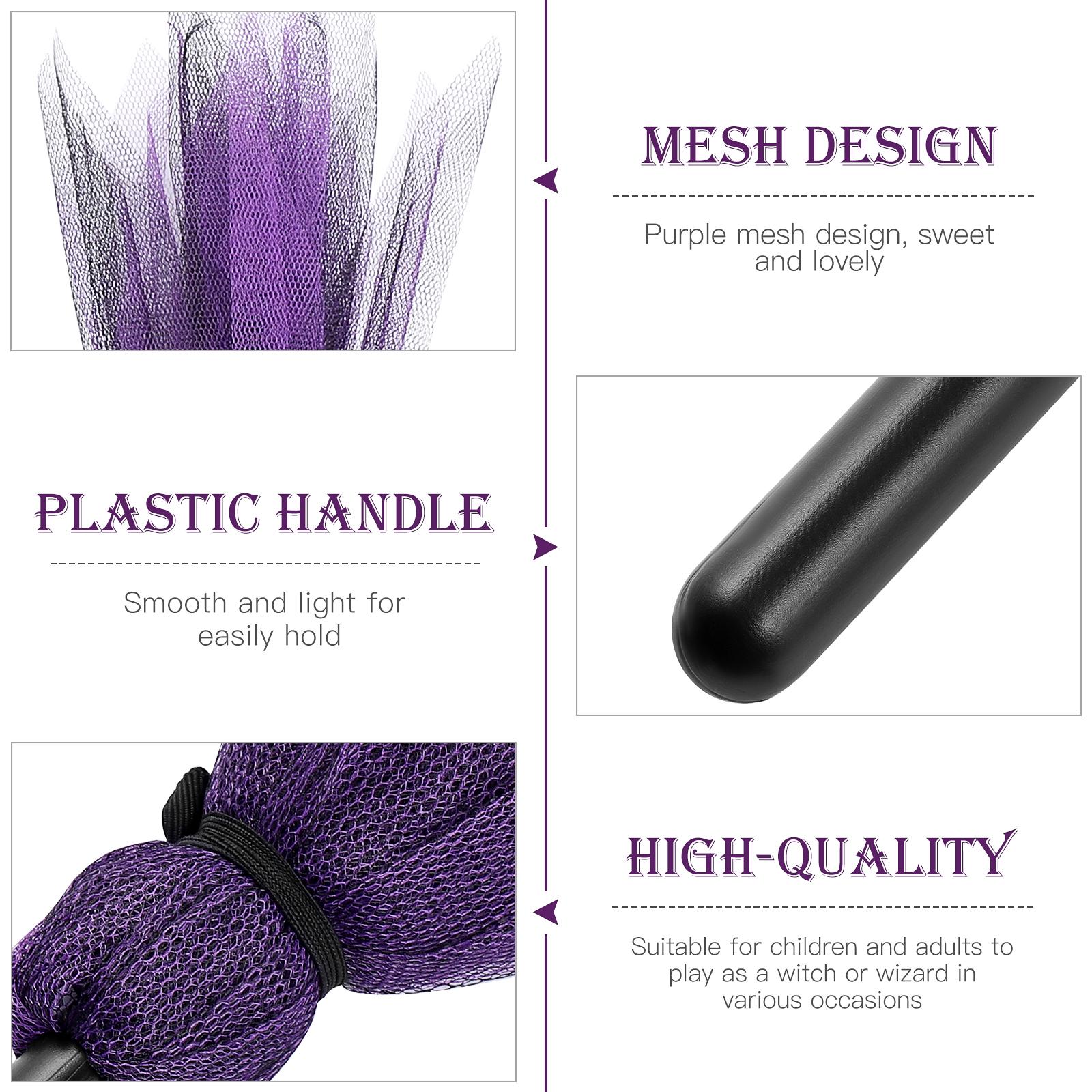 Buy NUOLUX Broom Halloween Witch Broomstick Witches Stick Plastic Gauze ...