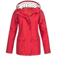 Plus Size Windproof Raincoat For Women Fashion Solid Color Outdoor Plus Size Hooded Raincoat