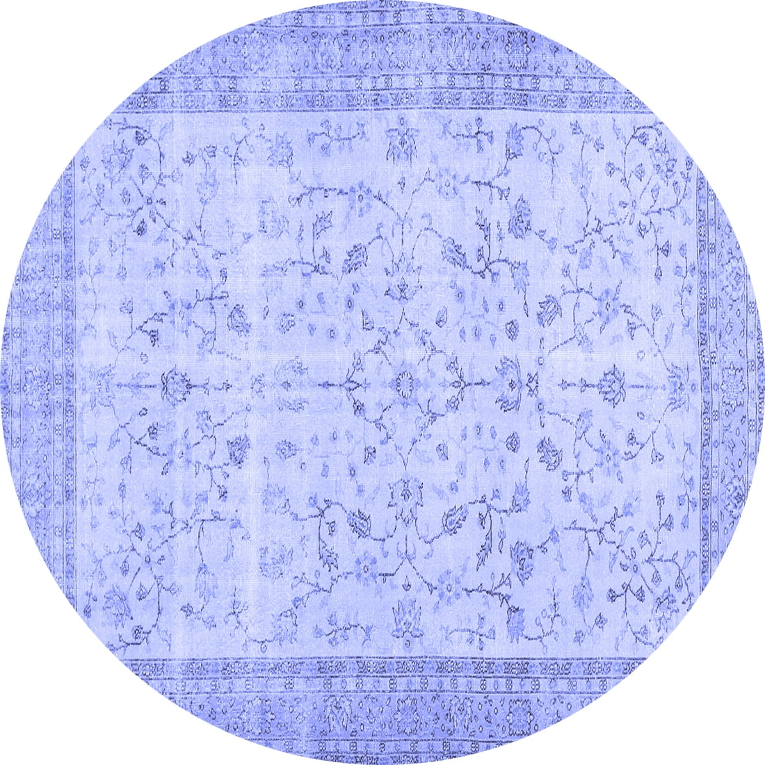 Ahgly Company Indoor Round Abstract Blue Contemporary Area Rugs, 5 ...