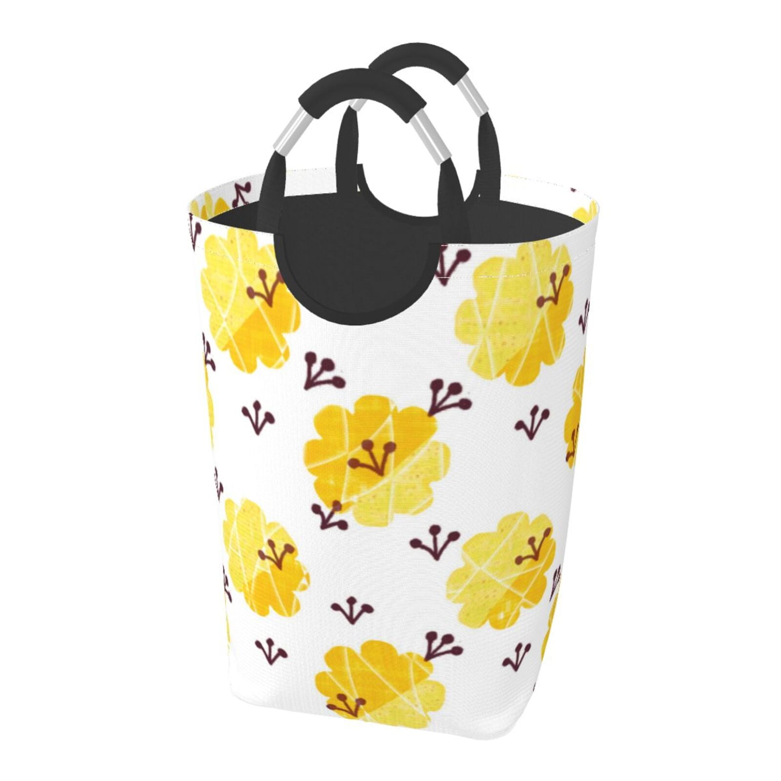 XMXY Yellow Polka Dot Flowers Rectangular Laundry Basket Organizer ...