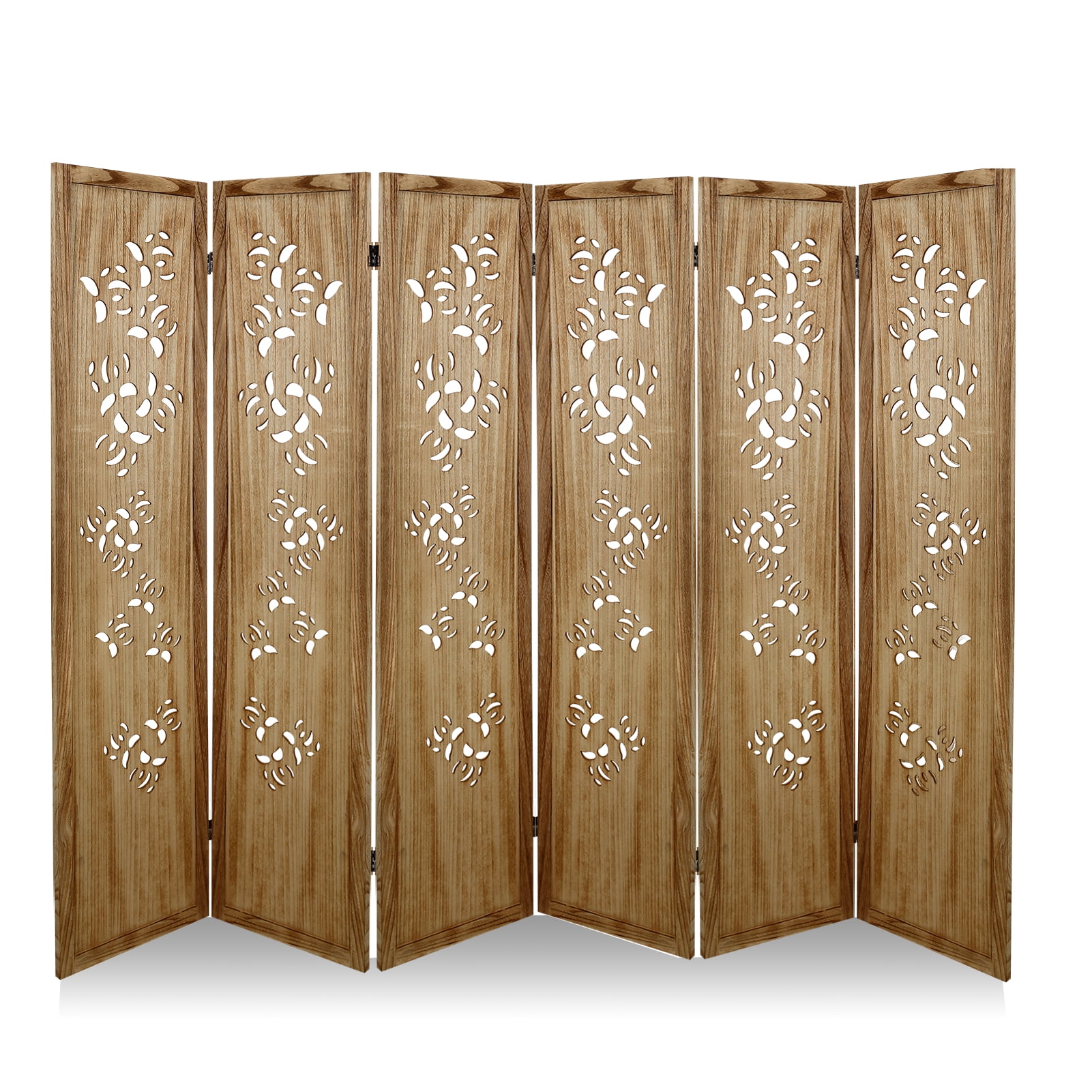 Babion 6 Panel Carved Wood Room Dividers 5.6FT Room Divider Folding ...