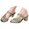 Bibifish Womens Heel Slide Open Toe Glam Rhinestone Multi Strap Slip On ...