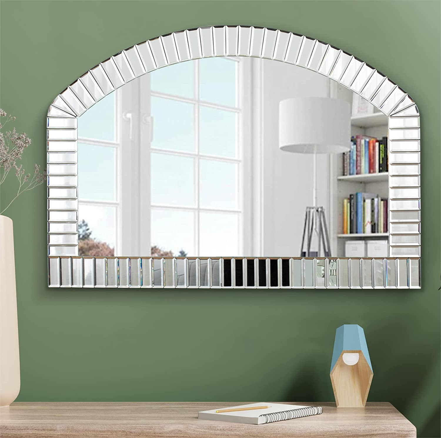 SHYFOY Modern Arch Mirrors for Wall Decor 38"x26" Large Decorative Wall ...