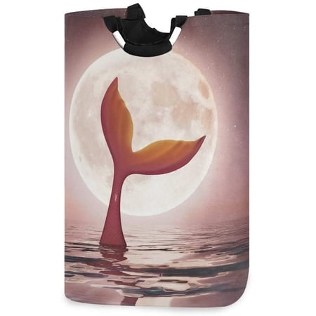 Moon Mermaid Large Storage Basket with Handles Collapsible Organizer ...