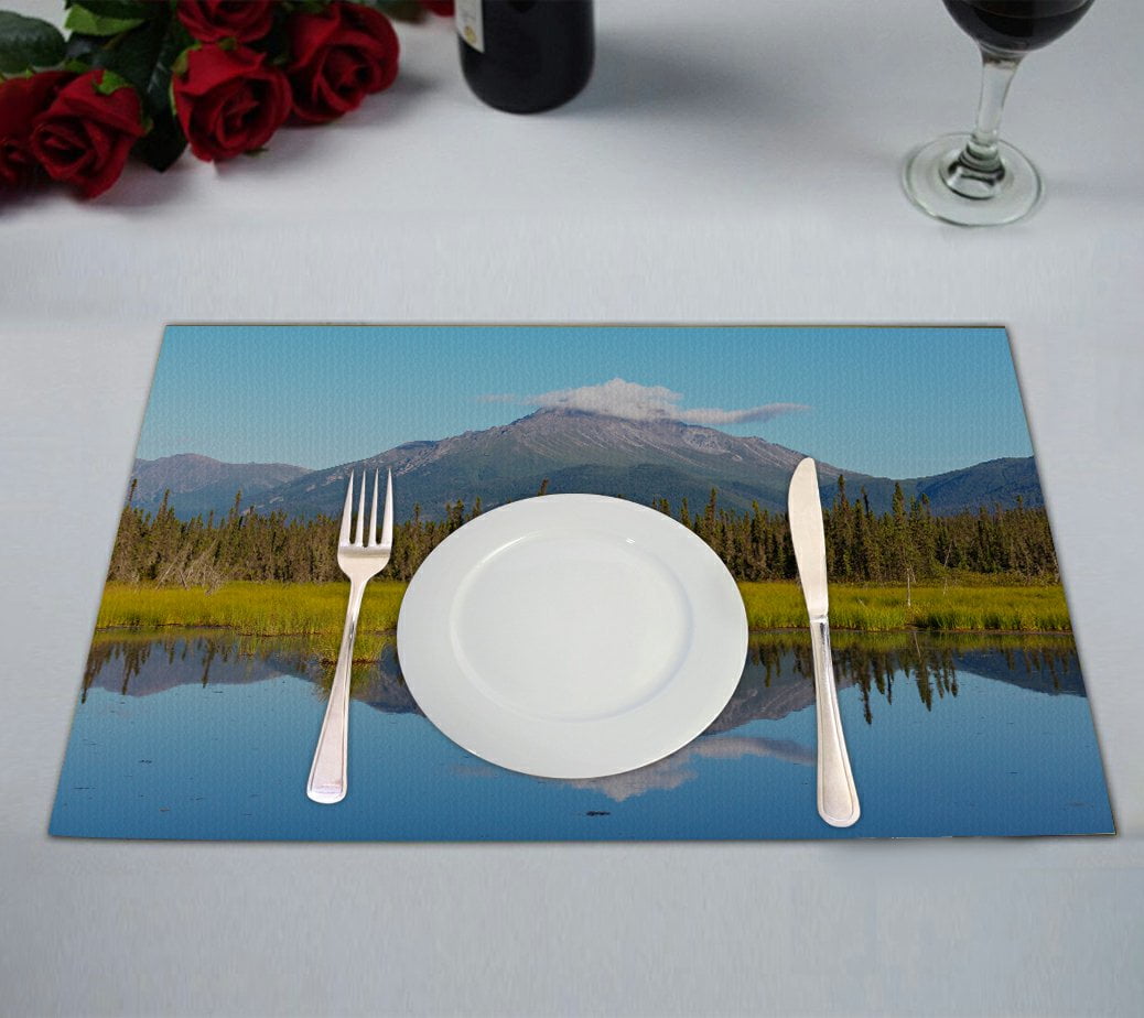GCKG Landscape Art Placemat, Reflection of Mountains of Alaska in ...