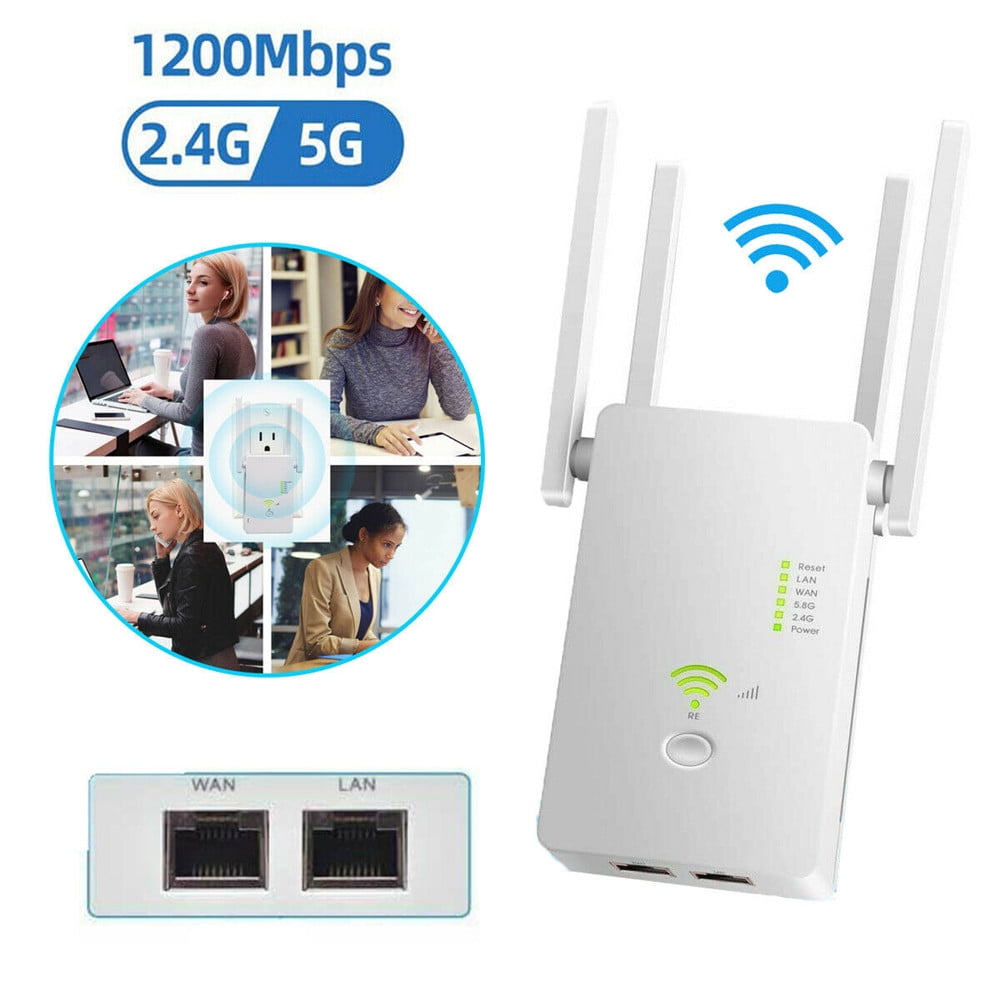 WiFi Extender, Up to 1200Mbps WiFi Range Repeater 2.4Ghz & 5Ghz Dual Band, Wireless Signal ...