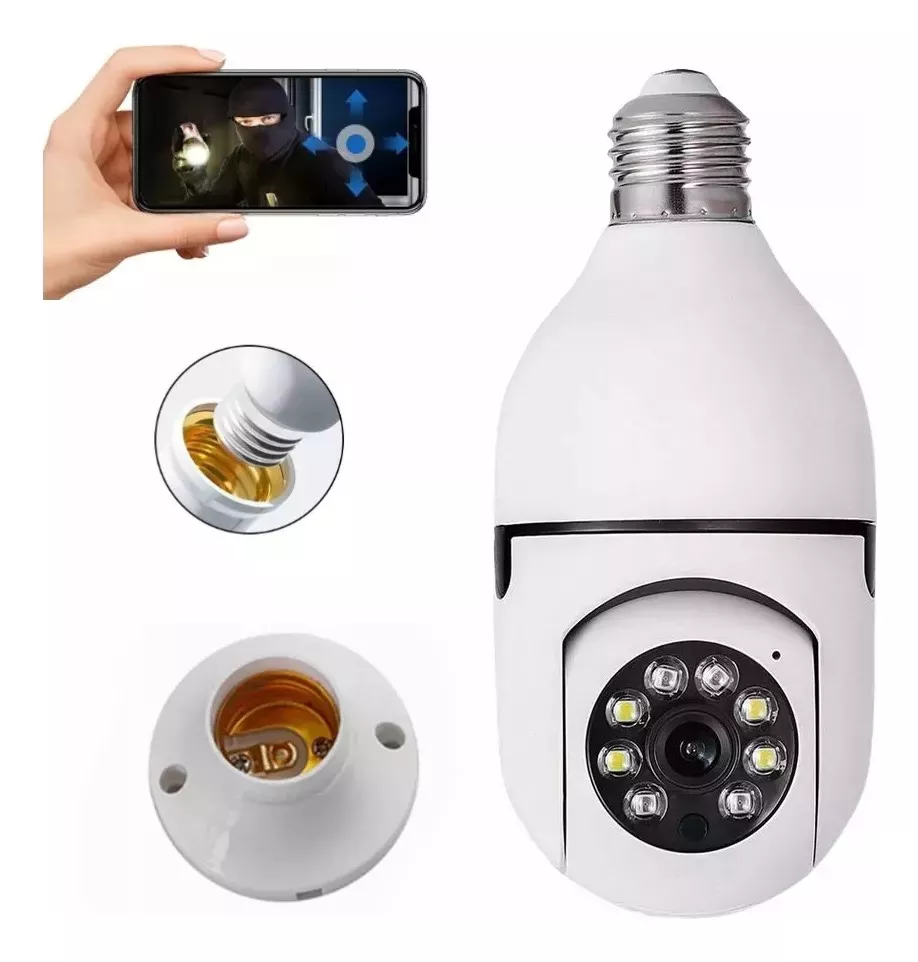 Cámara De Seguridad Tipo Foco Hd 1080p De 360° C/wifi/alarma Aorui AR ...