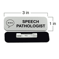 Speech Bubble, Speech Pathologist 1" x 3" Name Tag/Badge, Brushed Gold ...
