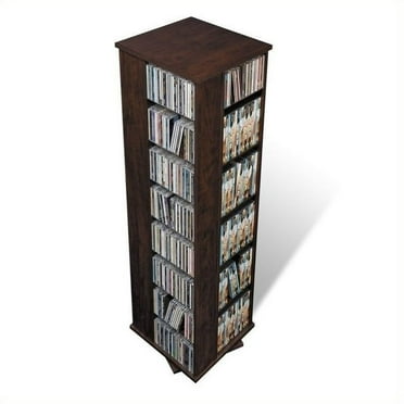 Bowery Hill 64" 4 Sided CD DVD Spinning Media Storage Tower in Black ...