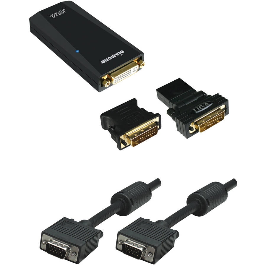 Diamond VGA/DVI/HDMI Adapter and Manhattan SVGA Cable - Walmart.com ...