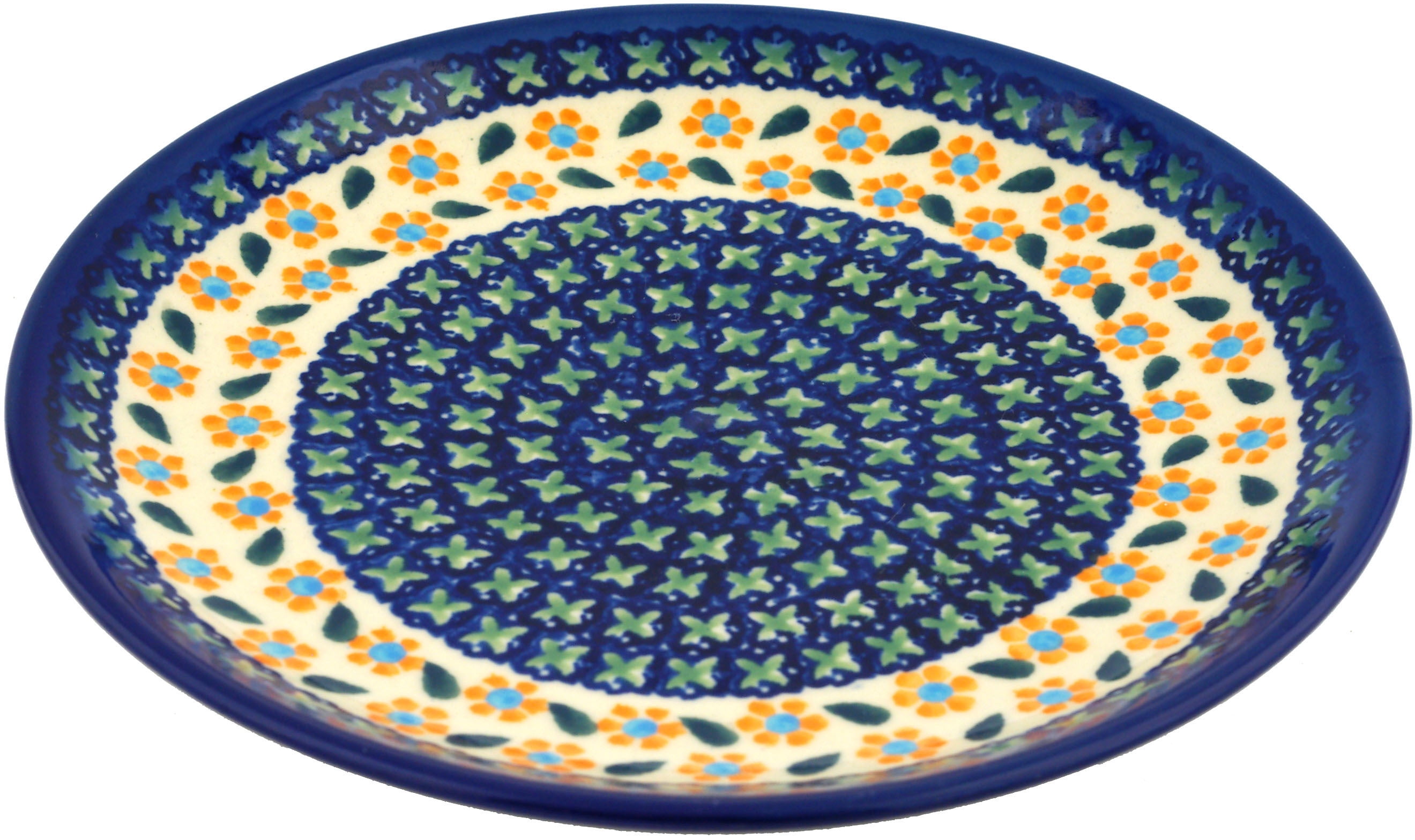 Polish Pottery 7½-inch Dessert Plate (Daisy Stitches Theme) Hand ...