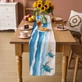 Blue Coastal Table Runner, Sea Turtle Summer Beach Waves Nautical ...