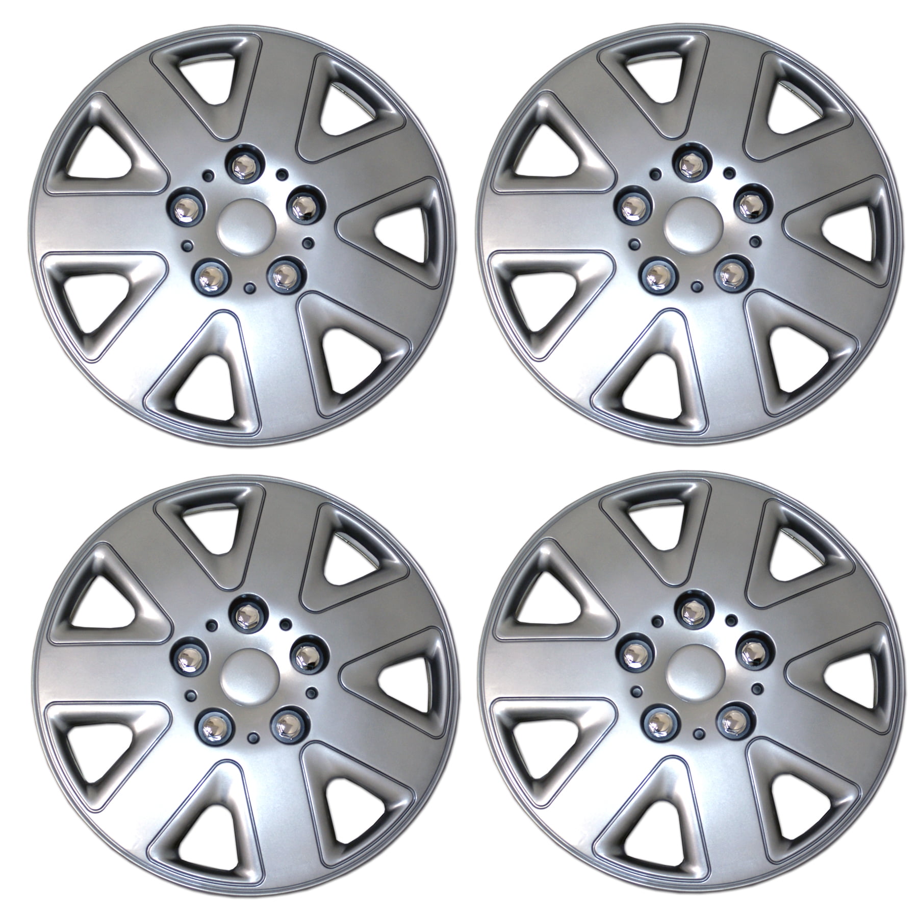 TuningPros WSC3-026S16 Set of 4 Metallic Silver Hubcaps 16" - Hub Caps ...