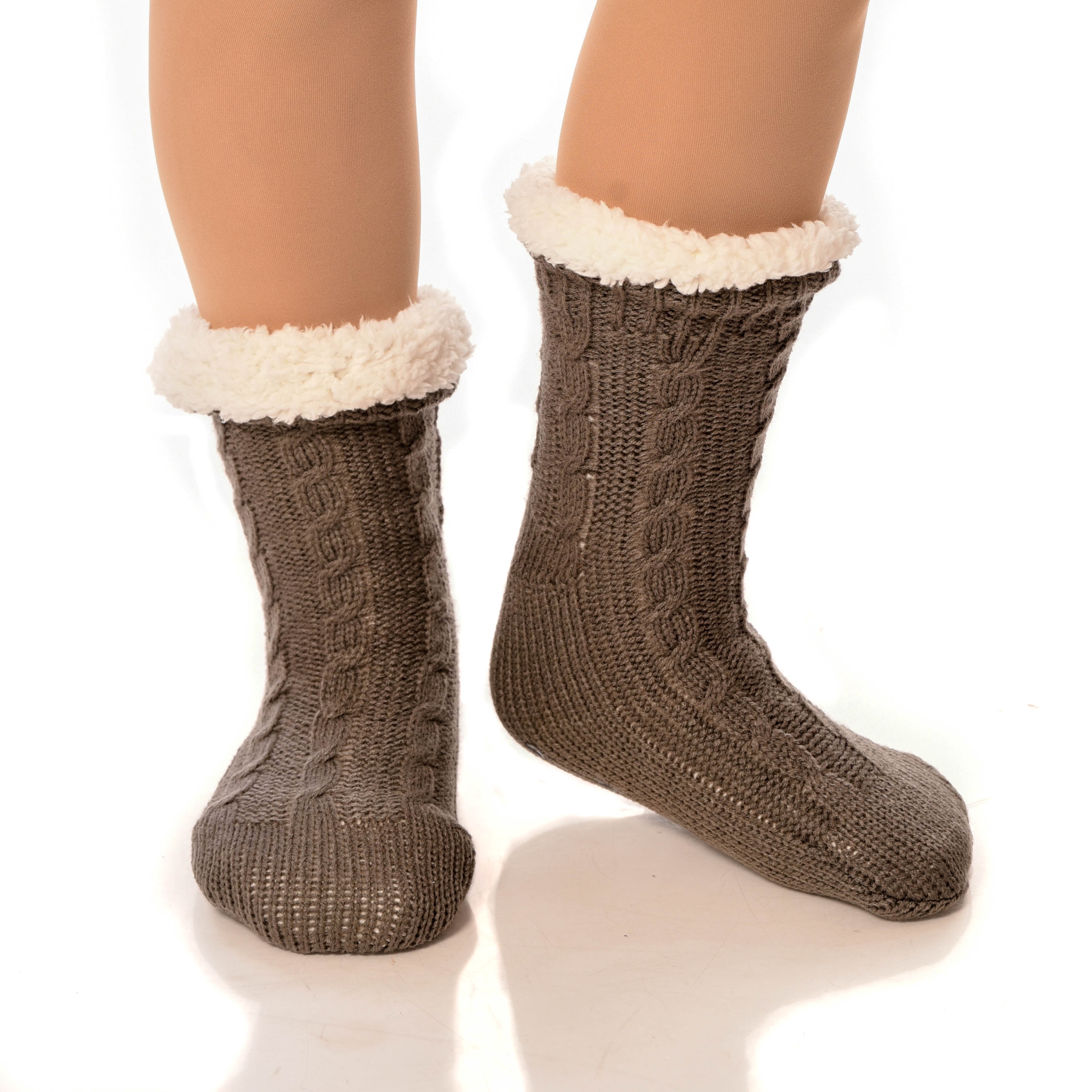 Debra Weitzner Womens Thermal Sherpa Socks Fleece Lined Fuzzy Gripper Socks Winter Christmas ...
