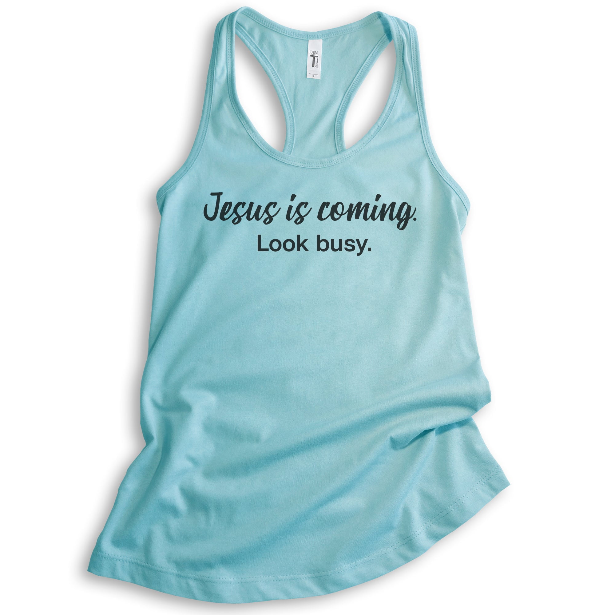 Jesus Is Coming Look Busy Tank Top, Ladies Racerback Tank Top ...