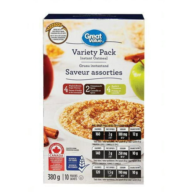 Great Value Variety Pack Instant Oatmeal - Walmart.ca