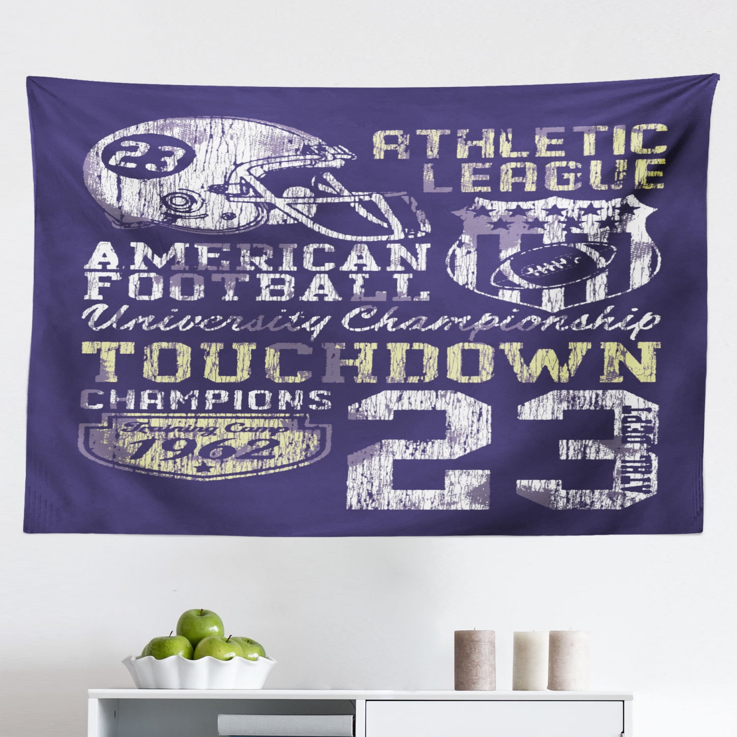 Sports Tapestry, Pop Art Gridiron with Old Fashioned Visual Properties ...