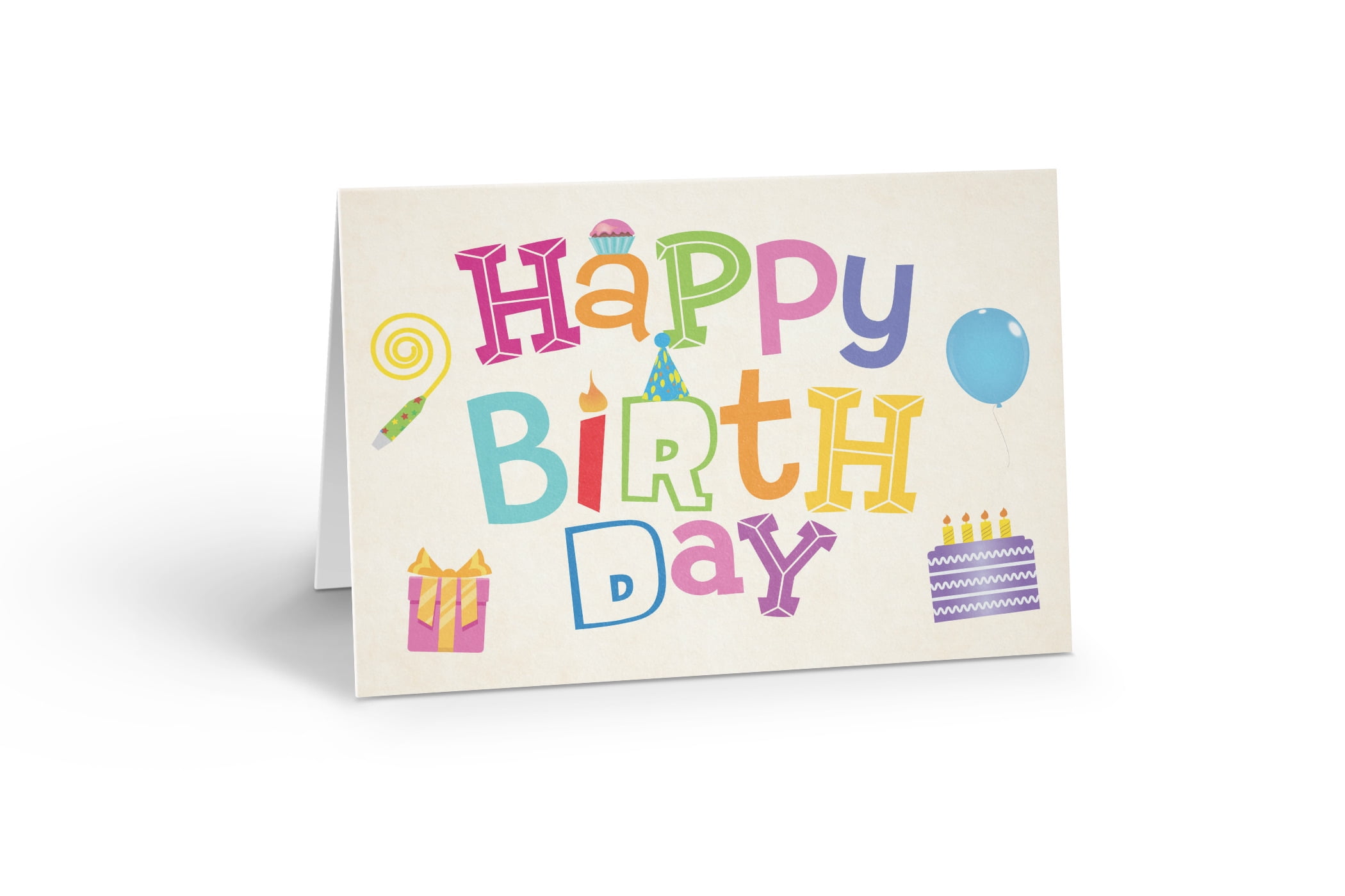 Fun and Colorful Happy Birthday Note Cards - 10 Cards and Envelopes ...