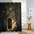 Arched Stone Doorway Shower Curtain, Rustic Architectural Gold Sunlight ...