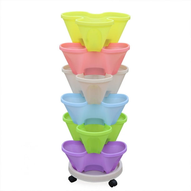 Garden Stacking Flower Pot 6 Tier Outdoor Flower Herb Pots Nursery ...