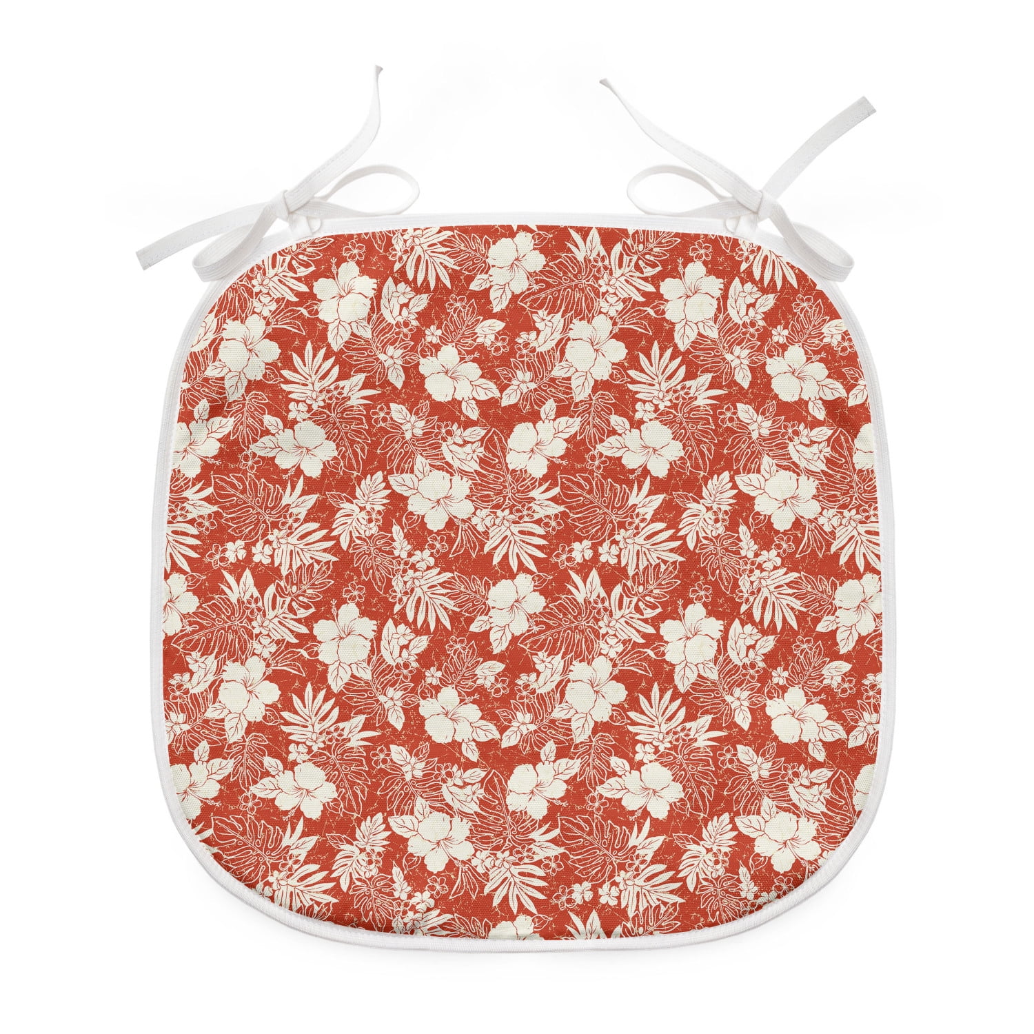 Jungle Dining Chair Pad, Pattern with the Exotic Blossoms and Leaves of ...