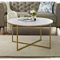 Pemberly Row Round Marble Top Coffe Table in Gold - Walmart.com