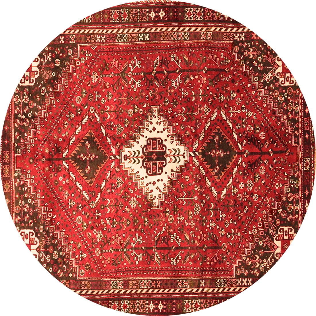 Ahgly Company Indoor Round Persian Orange Traditional Area Rugs, 8 ...