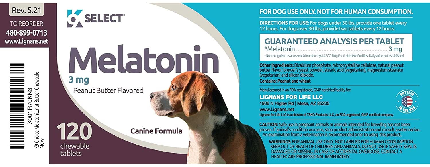 Buy 3 mg Melatonin - Adrenal Support and Sleep Support for Dogs - 120 ...