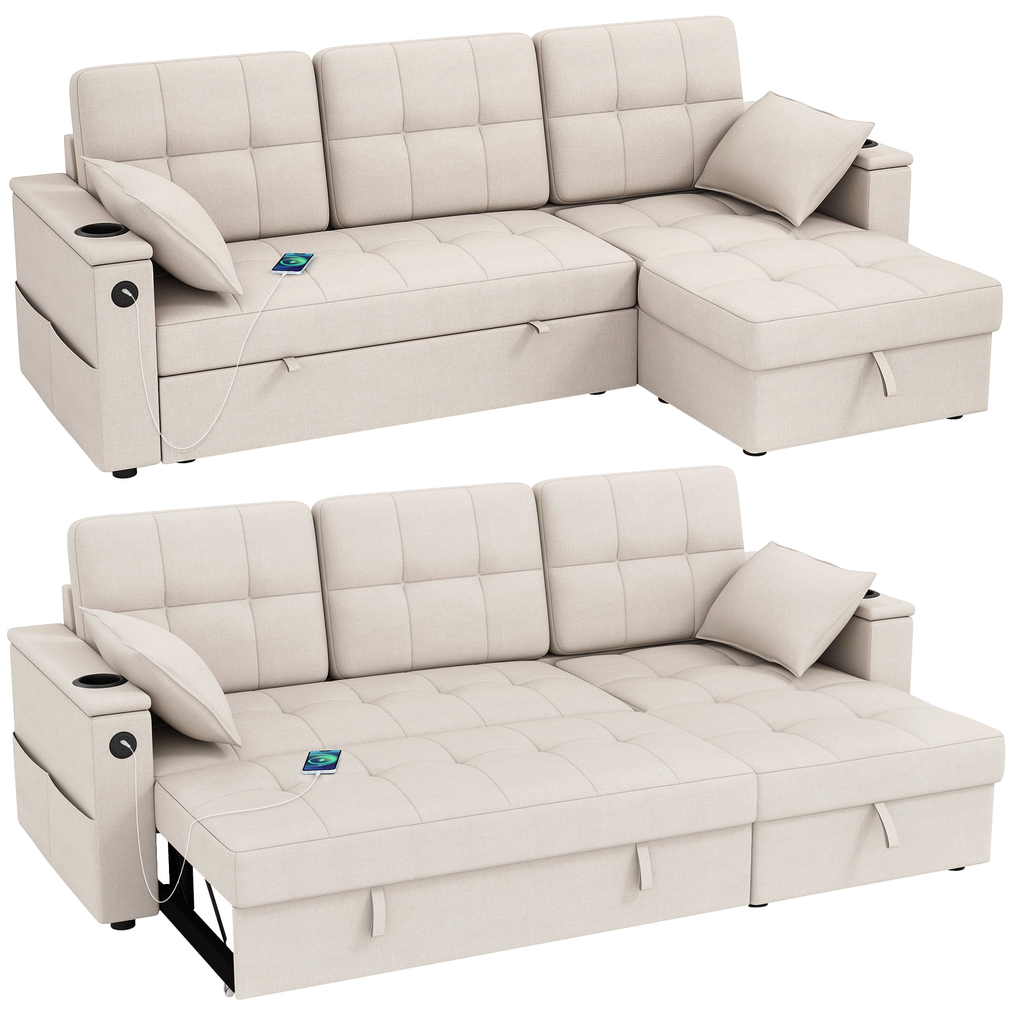 Click here for Homcom Sofa Bed  Pull Out Sleeper Couch With Usb P... prices