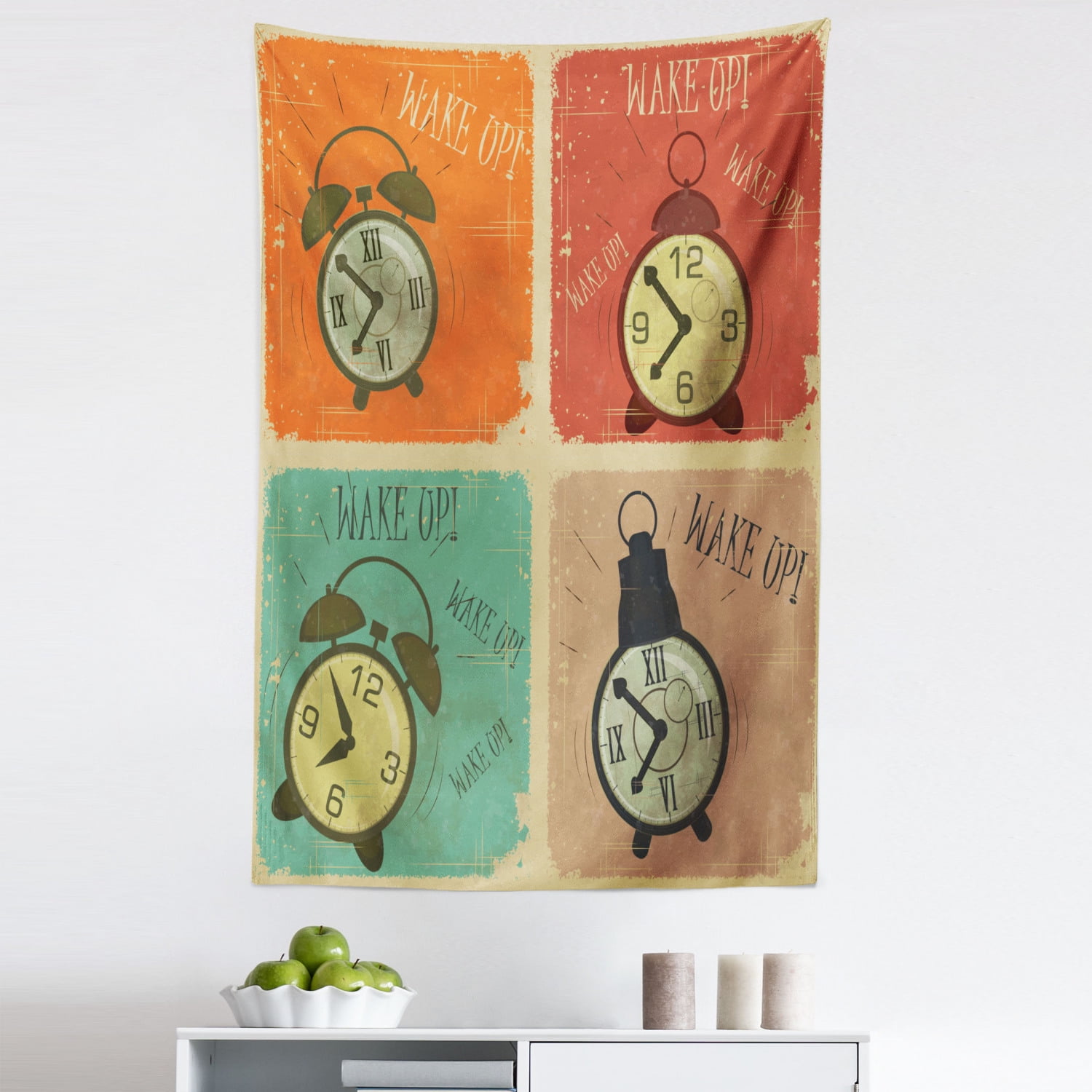 Number Tapestry, Grunge Retro Wake up Alarm Clocks Old Fashioned Murky ...