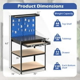Gymax 32'' x 16'' Workbench w/ Pegboard 20PCS Tool Hooks Drawer & Open ...
