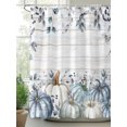 Blue Pumpkin Shower Curtain 60"W x 72"L Thanksgiving Plant Fall Wood ...